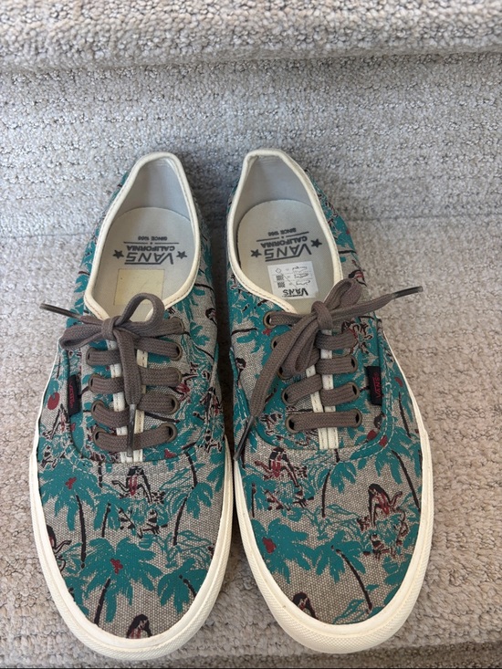 Vans | Shoes | Vans Teal Palm Print Lowtop Canvas Sneakers | Poshmark